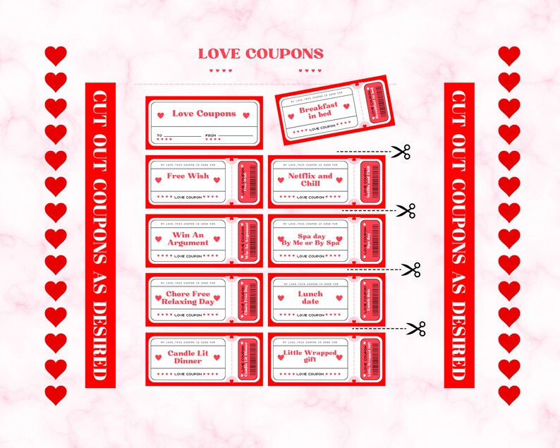 Printable Love Coupons for Her, Mothers Day Gifts, Valentines Day Gift ...