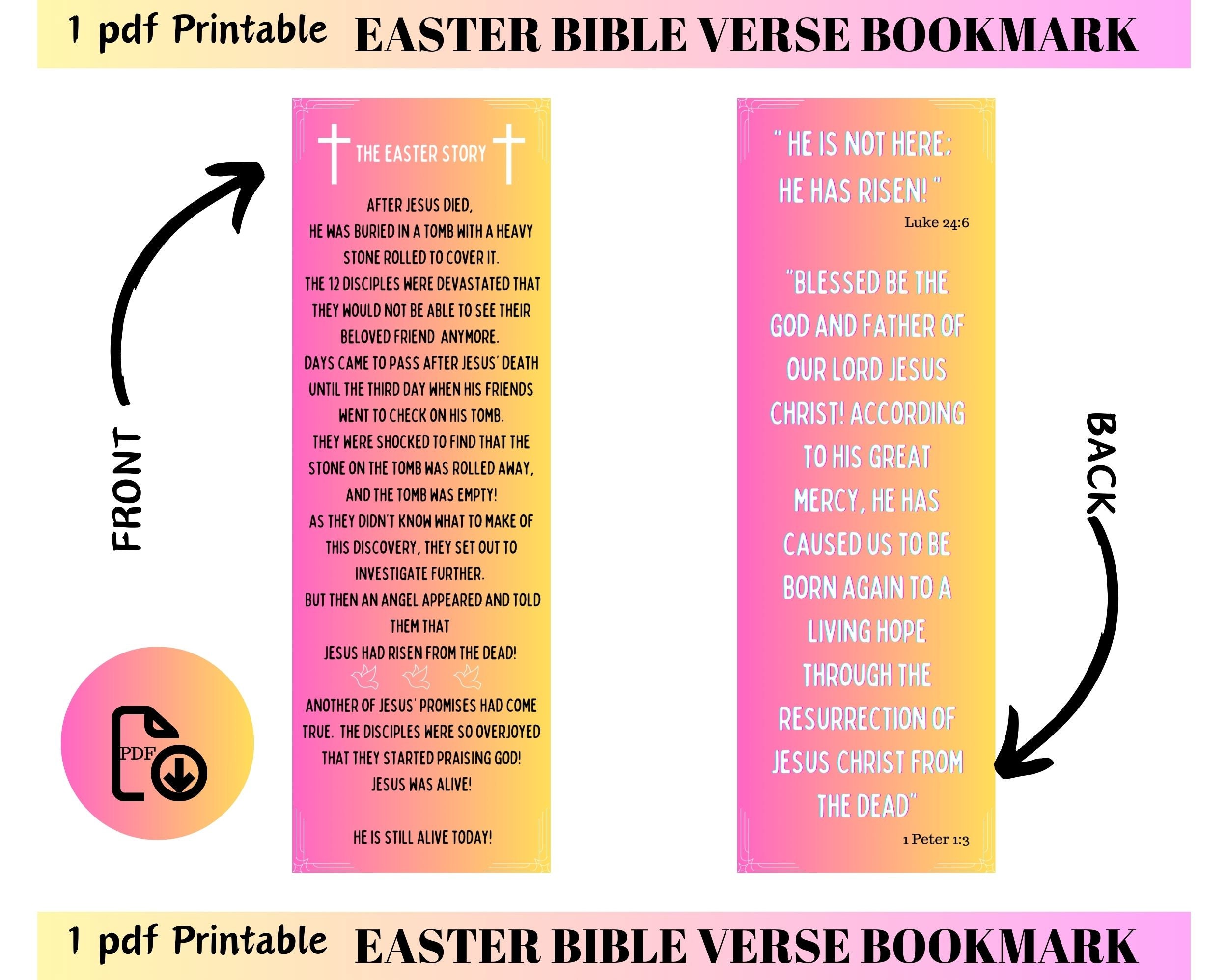 1 Easter Bible Verse Bookmark, Biblical Bookmarks, Individual Bookmarks ...