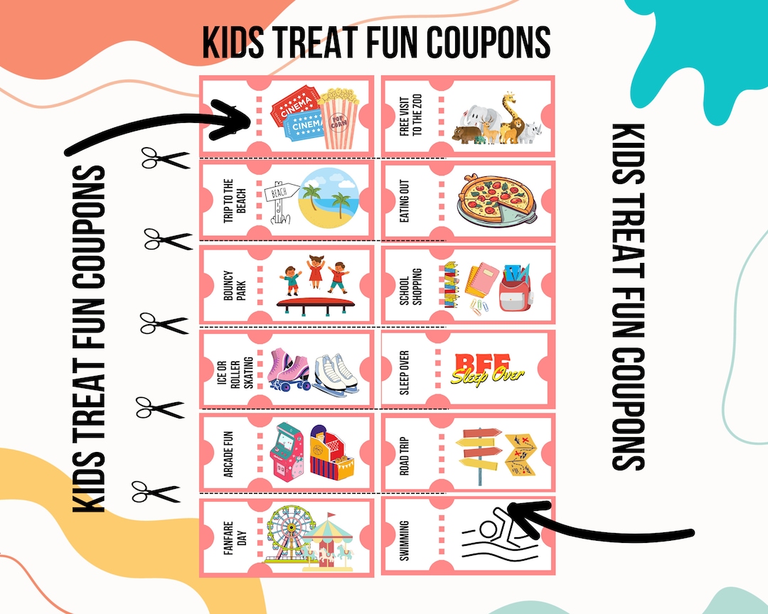 12 Fun Kids Coupons, Reward Vouchers for Kids, Behaviour Treat, Coupon ...