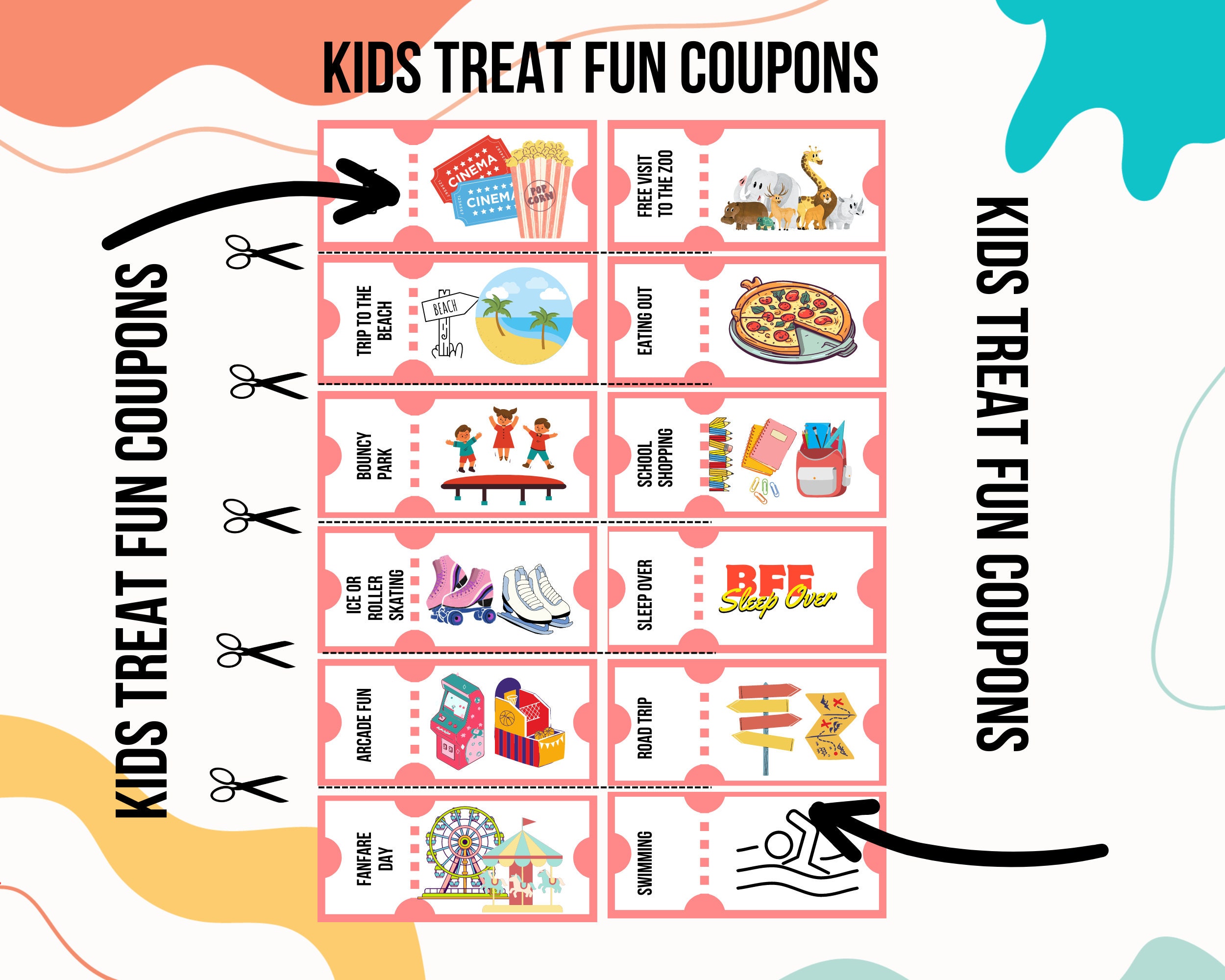 12 Fun Kids Coupons, Reward Vouchers for Kids, Behaviour Treat, Coupon ...
