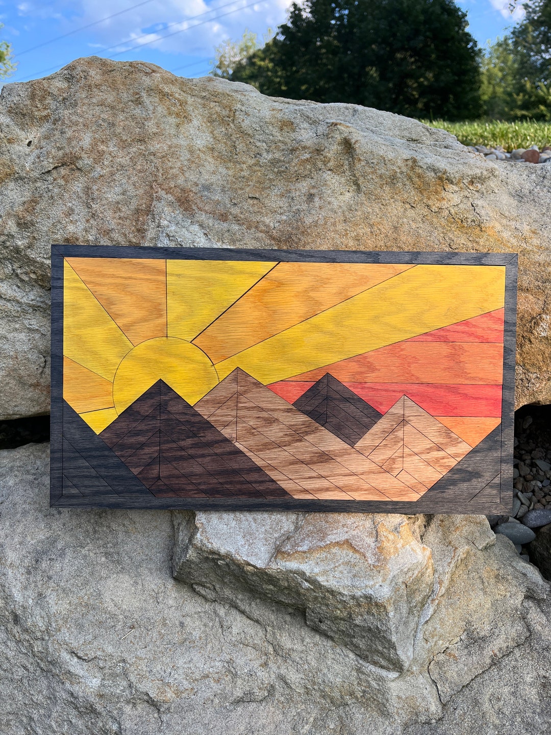 Rustic Mountain Scene / Mountain Wood Art / Boho Decor - Etsy