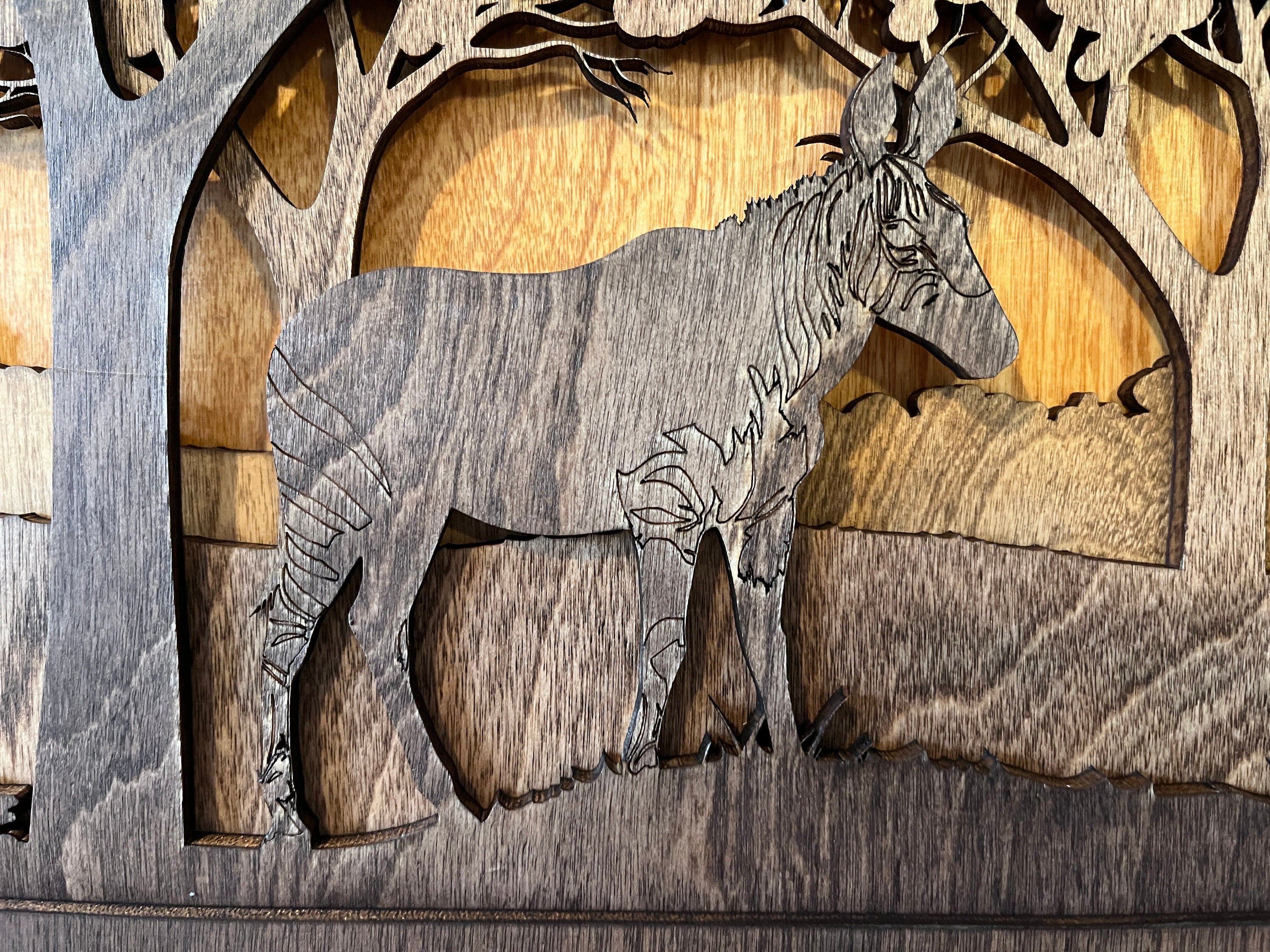 Okapi Art / Wood Forest Scene / Wood Art / Boho Decor / Layered Wood - Etsy
