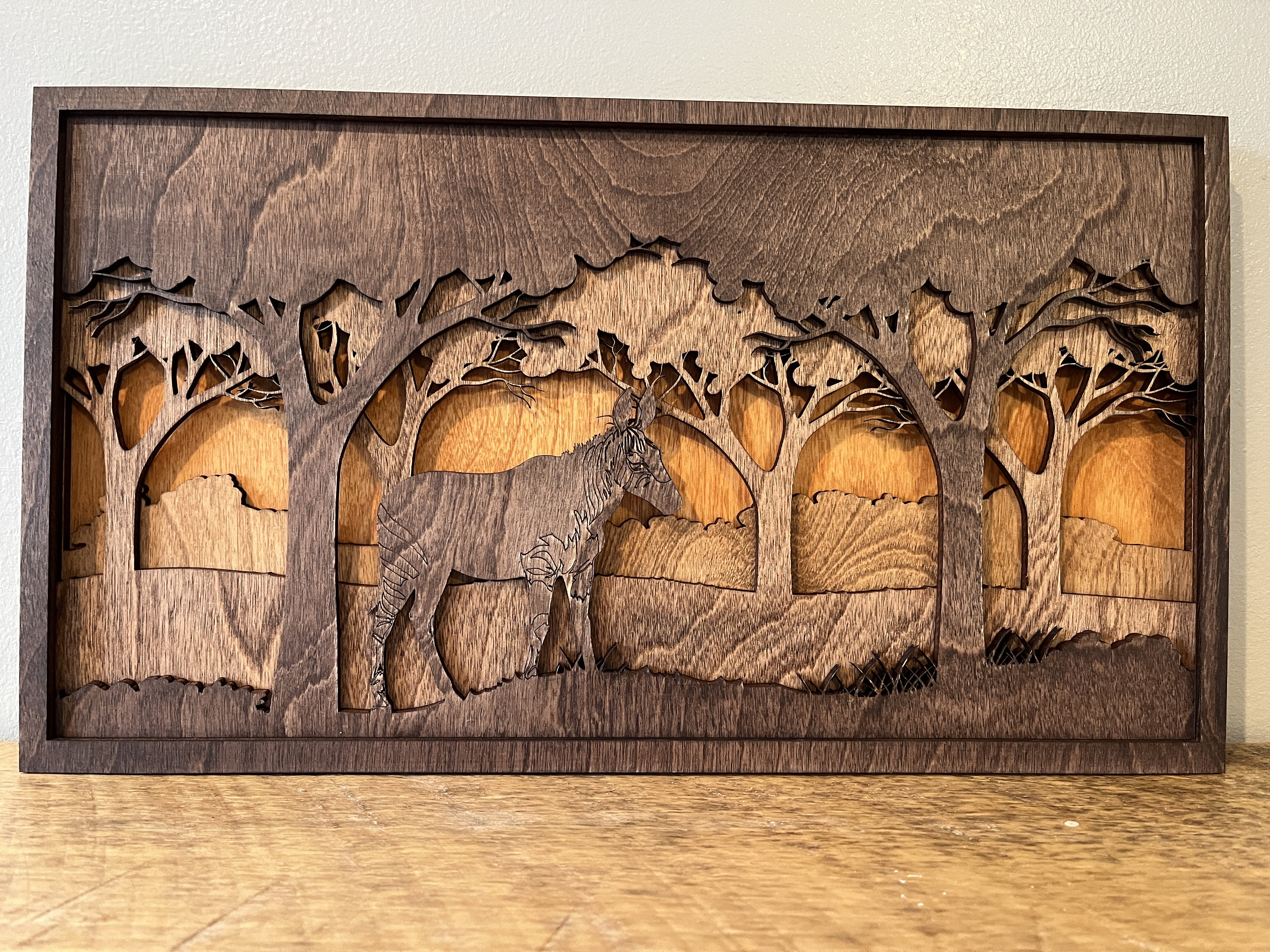 Okapi Art / Wood Forest Scene / Wood Art / Boho Decor / Layered Wood - Etsy