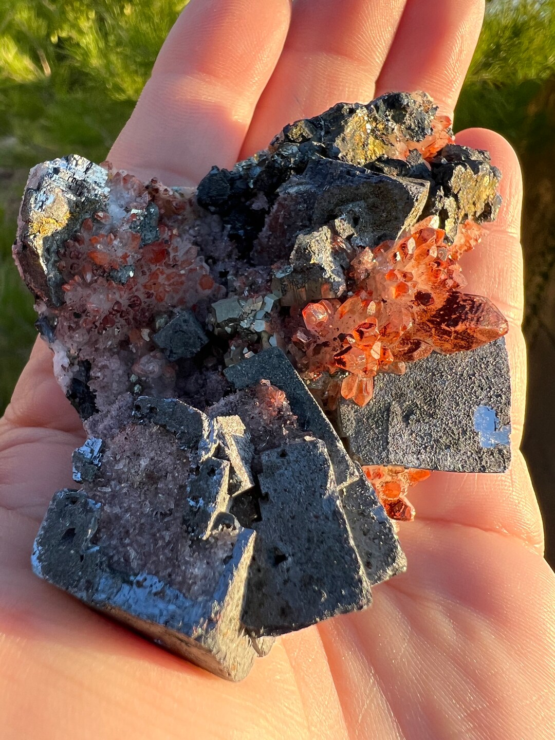 Incredible Red Hematite Quartz With Cubed Galena and Pyrite Rare ...