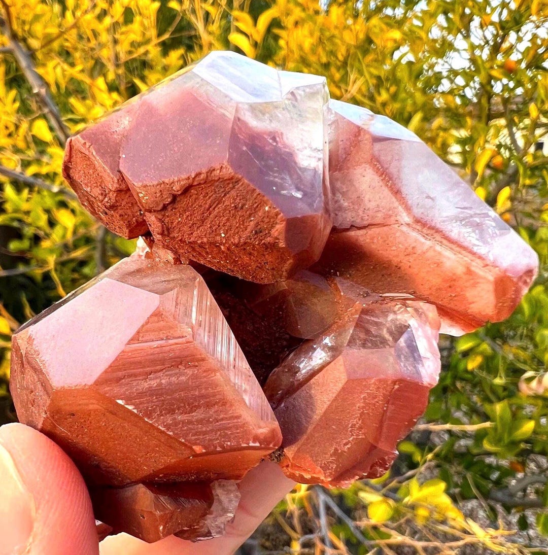 Red Diamond Calcite Cluster Iron Hemitoid Inclusions UV Reactive ...