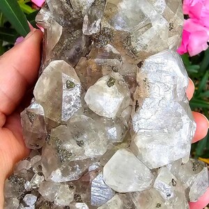Benz Calcite & Chalcopyrite | Pink Hues | Triangular Chalcopyrite Druse ...