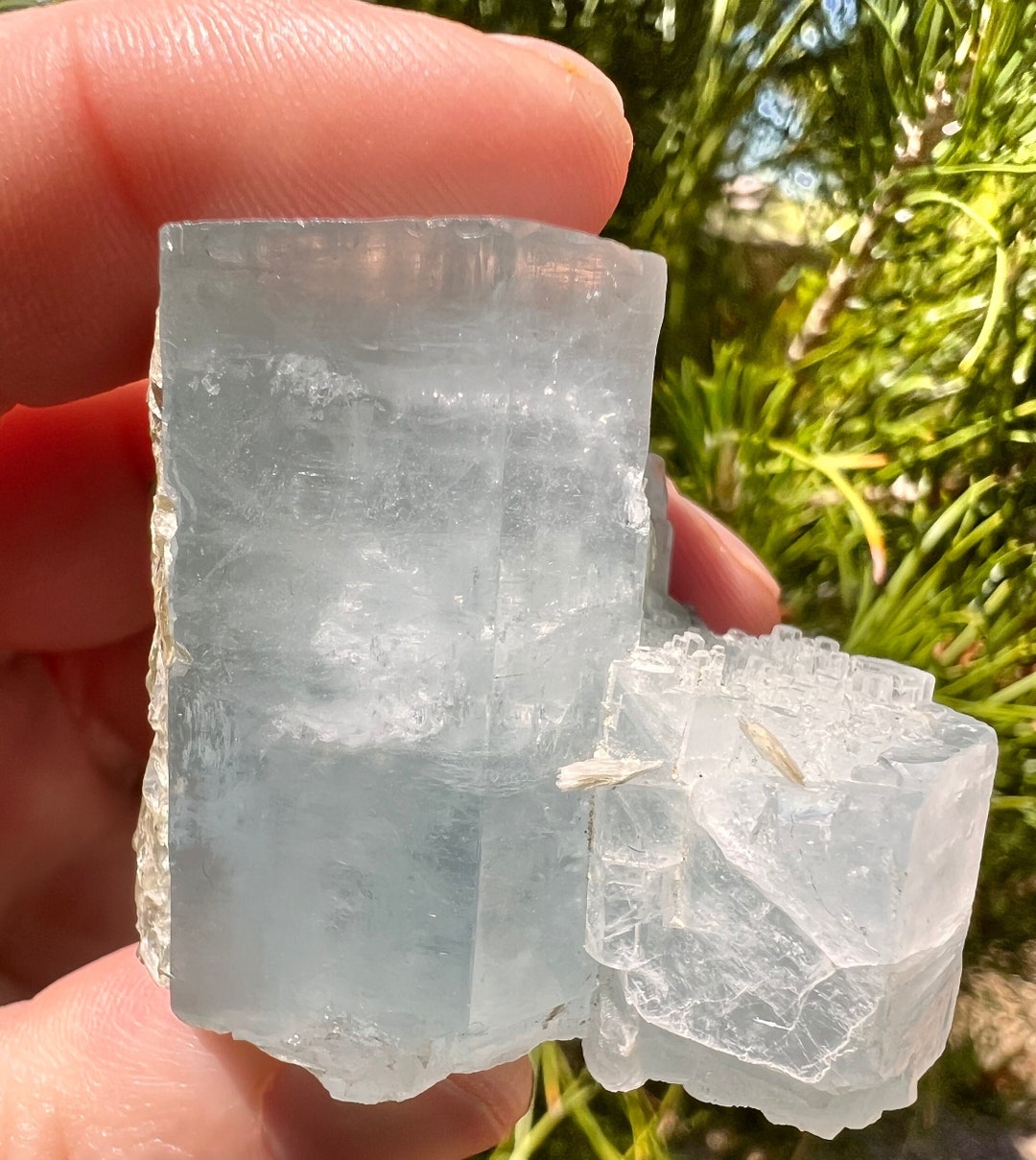 Stunningly Aquamarine Double Columns With Druzy Aquamarine Crystals ...