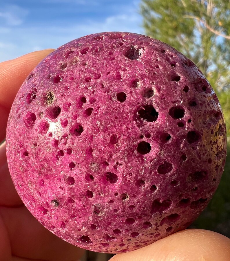 Large Honeycomb Ruby Sphere | Ultraviolet Reactive | Clear Stand ...