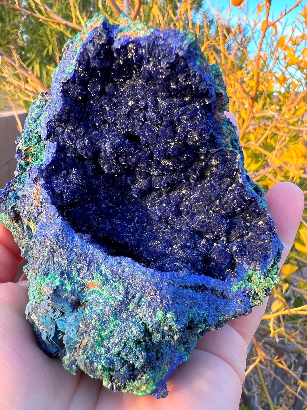 Azurite & Malachite Cluster | Vibrant Deep Blue Azurite Crystals ...