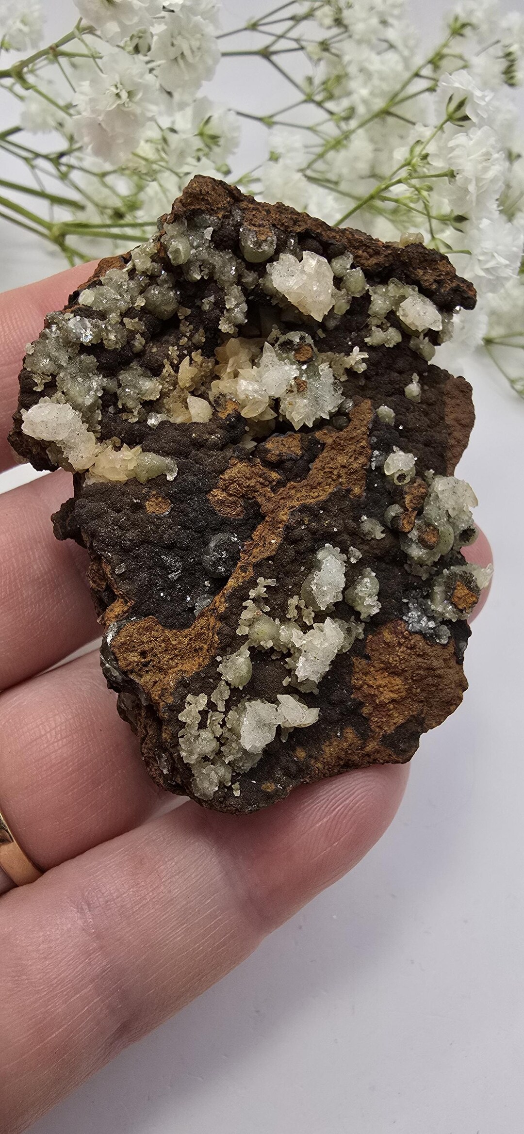 Celestial starry Night Adamite With Calcite Extraordinary UV Neon Lime ...