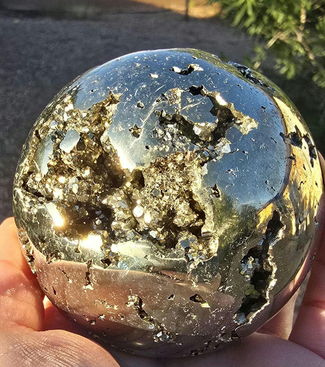 Large Pyrite Sphere Beautiful Caves With Geometric Pyrite & Clear ...