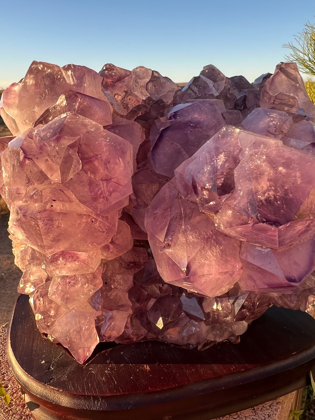 Starburst Amethyst Cluster With Custom Wooden Stand Record Keepers ...