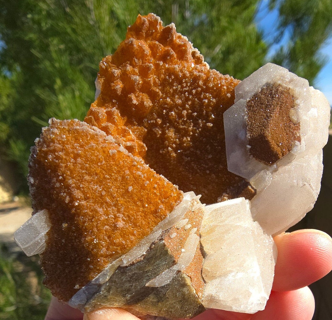 Extremely RARE Find Orange Quartz With Sparkling Sugar Calcite Disks ...