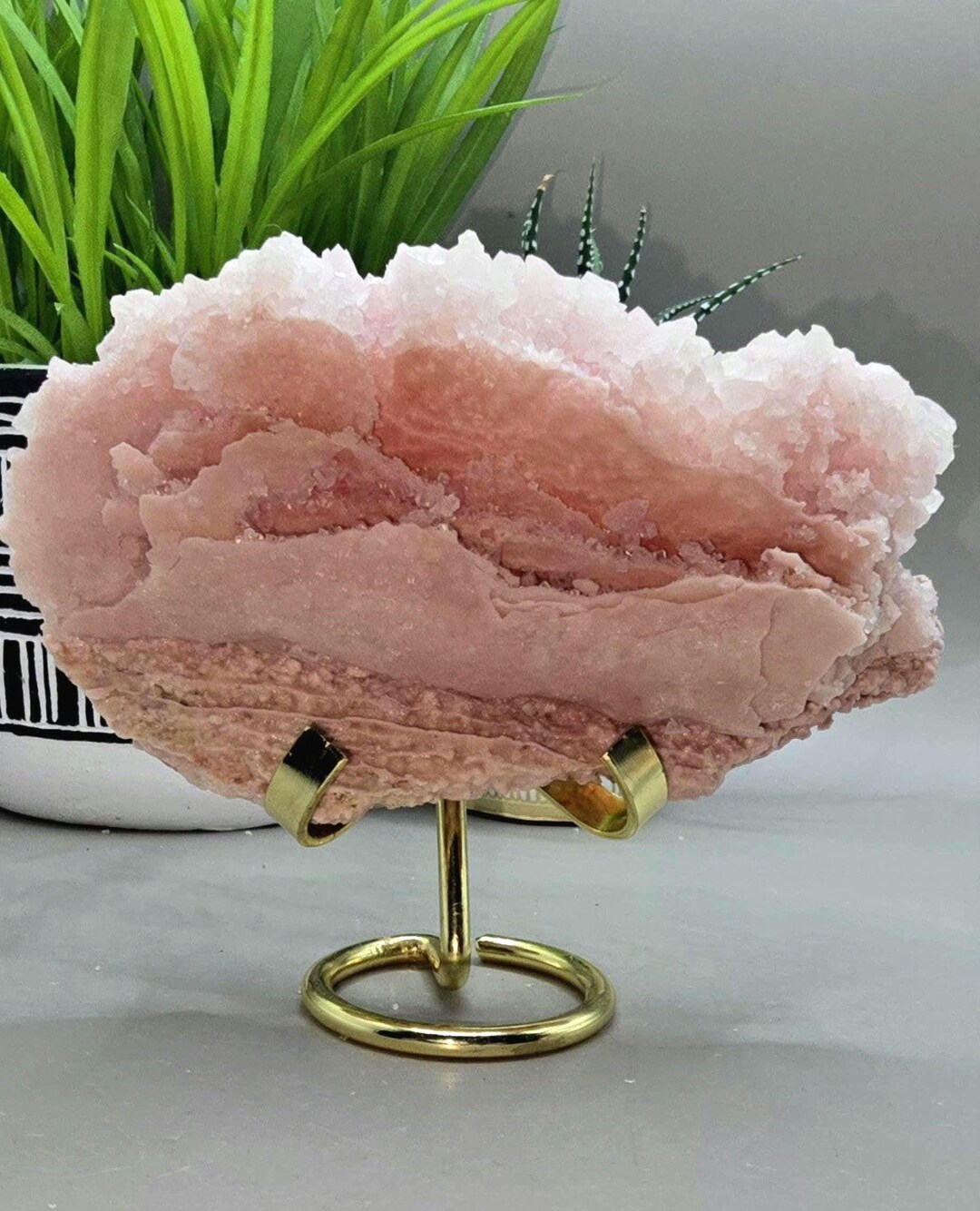 Large Pink Halite on Trona | Geometric Cubed Crystals | Natural Salt ...