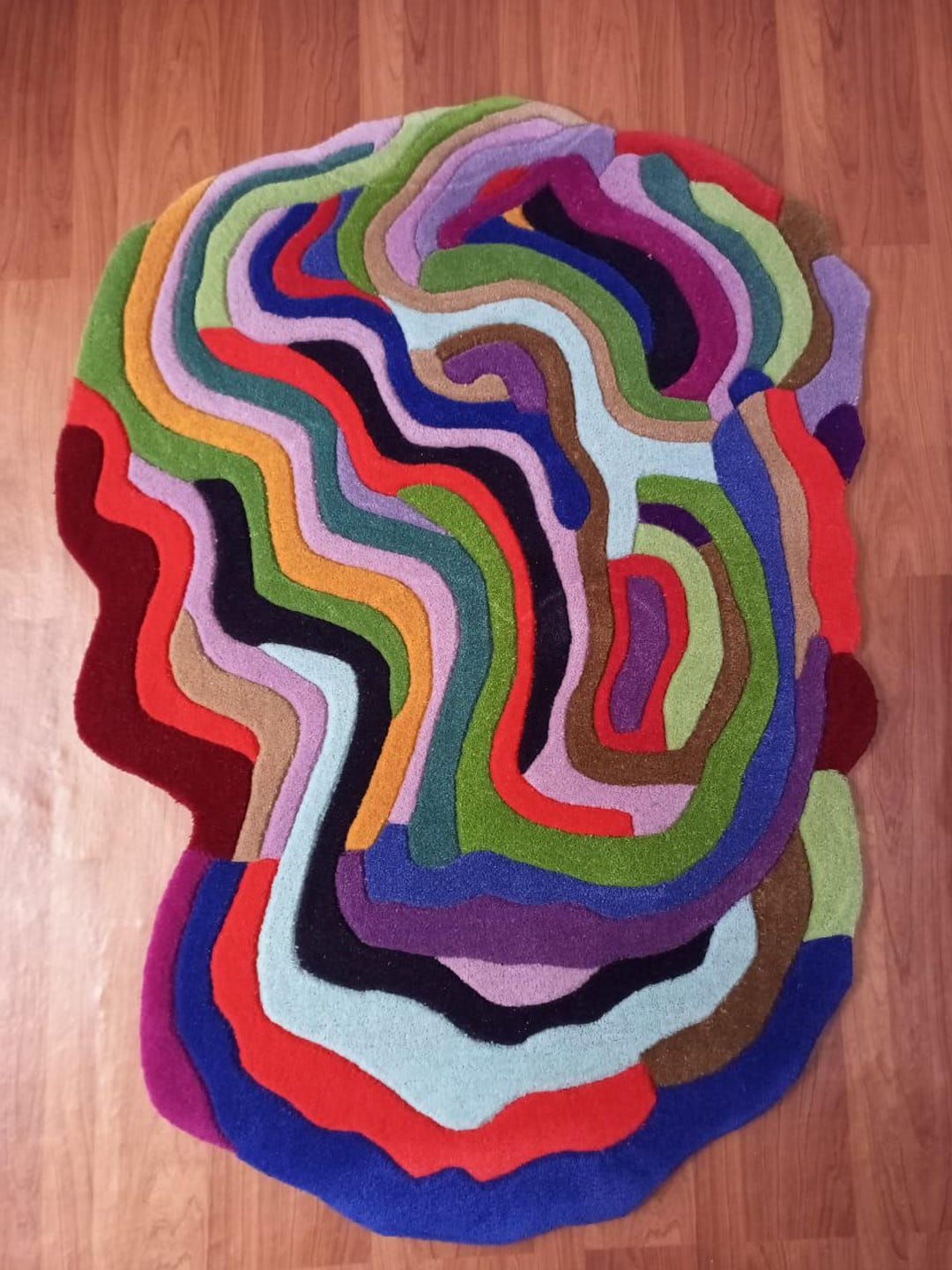 Hand-tufted Wool Rug, Irregular Multicolor Shape, Handmade - Etsy