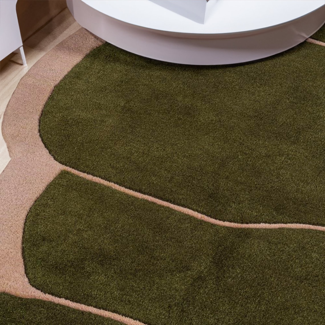 Irregular Shaped Rug, 6x9 Green and Beige Color Rug, Hand-tufted ...