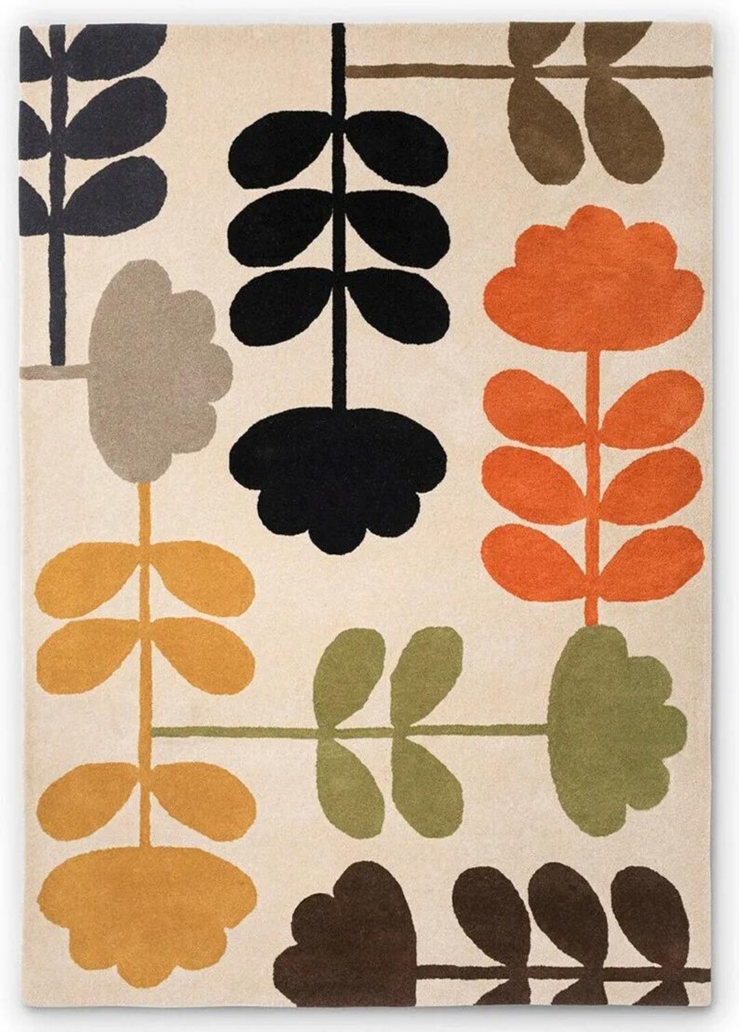 Unique Hand Tufted 5x8 Rug Leaf Pattern Wool Rug Handmade 6x9 Modern ...
