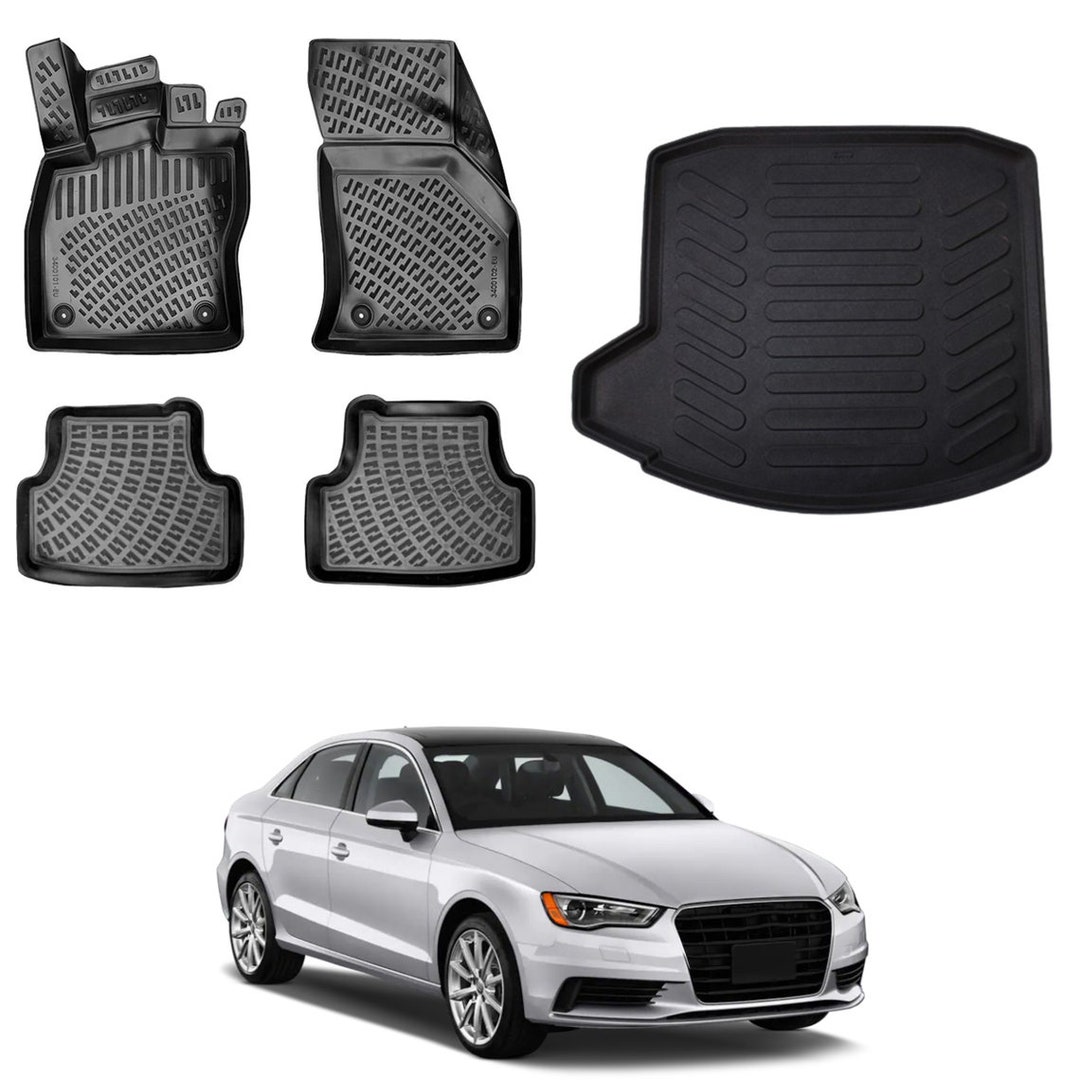 For Audi A3 8V Sedan 2013-2020 3D Full Set Floor Mats Liner Cargo Liner ...