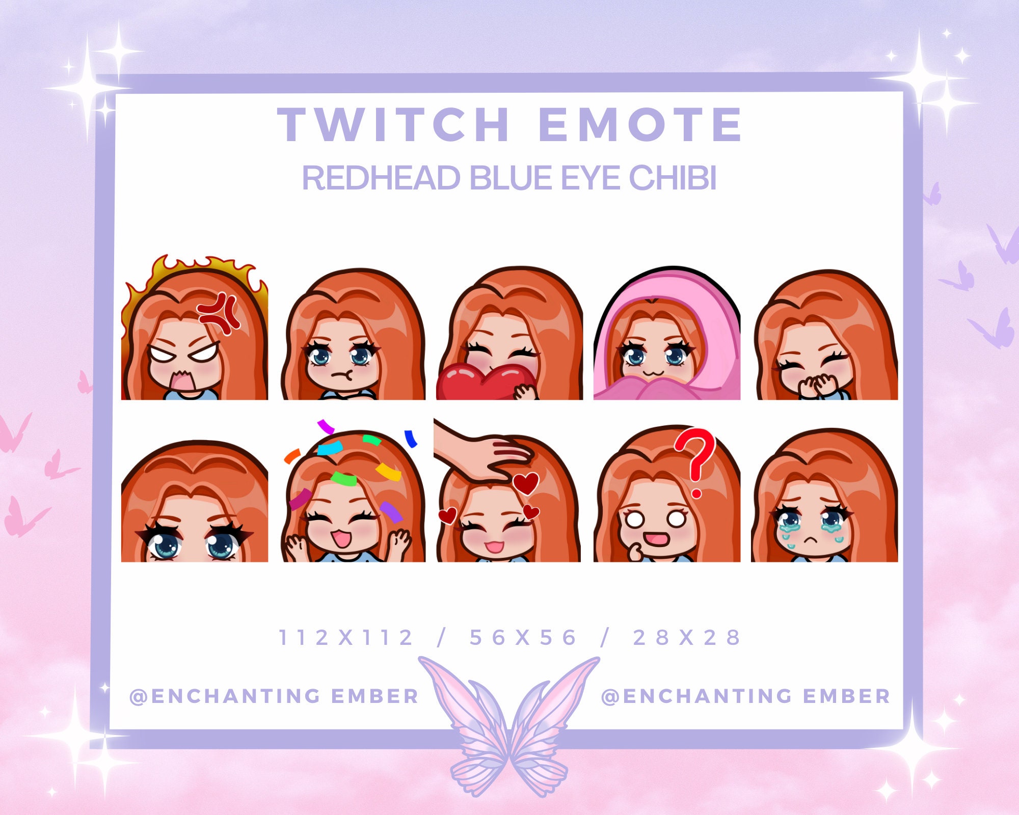Twitch Emote Redhead/ginger Blue Eyed Female Chibi Emote - Etsy