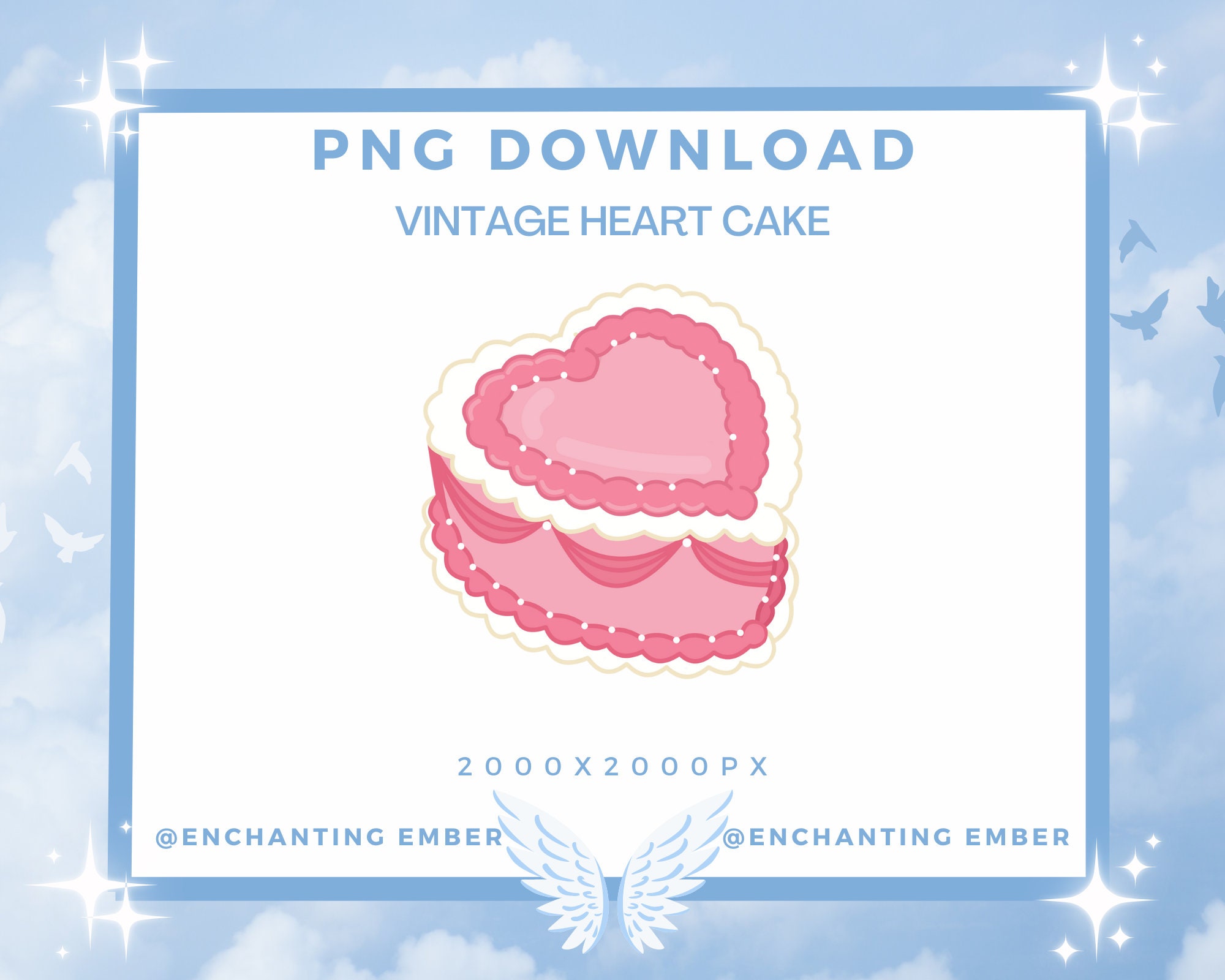 Pink Vintage Heart Cake Clipart/cute/vintage/cottagecore/graphics ...