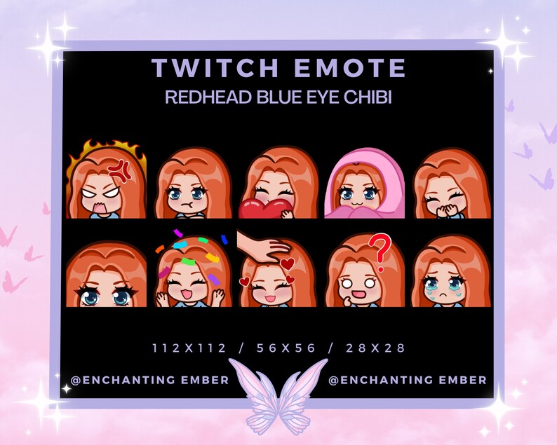 Twitch Emote Redhead/ginger Blue Eyed Female Chibi Emote - Etsy