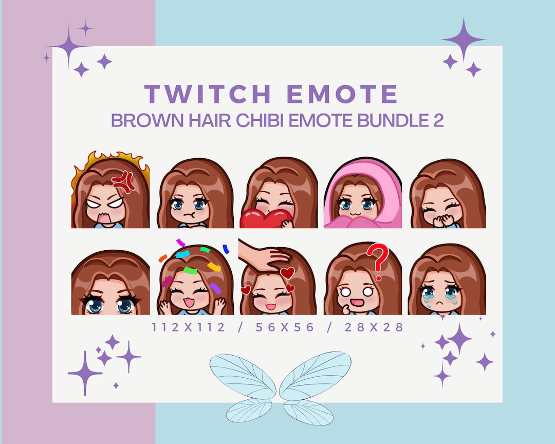 Twitch Emote Brown Hair Blue Eyed Female Chibi Emote - Etsy