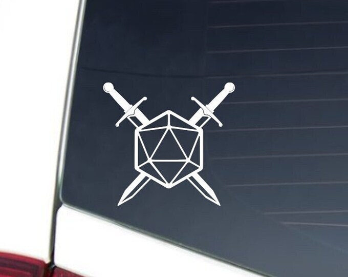 Dungeons and Dragon D20 and Swords Decal, DND Laptop Sticker, DND ...