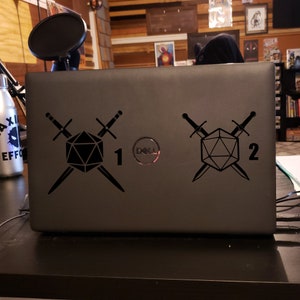 Dungeons and Dragon D20 and Swords Decal, DND Laptop Sticker, DND ...
