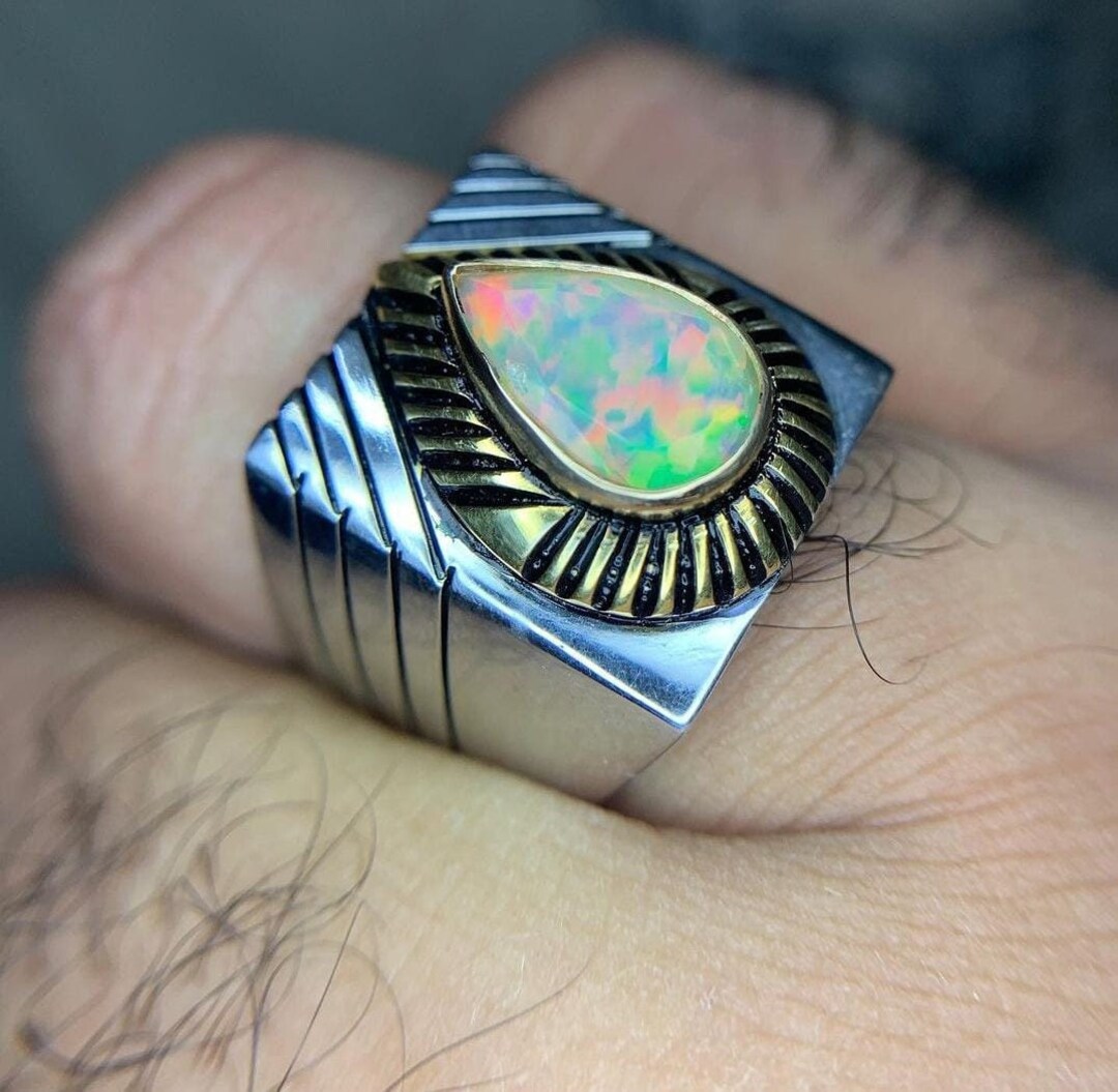Natural Brilliant Fire Opal Mens Womens Ring Solid Sterling - Etsy