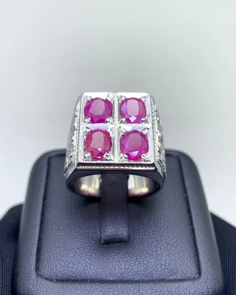 Mens Natural Multi Stone Red Ruby Ring Sterling Silver 925 Ring July Birthstone Ruby Jewellery ...