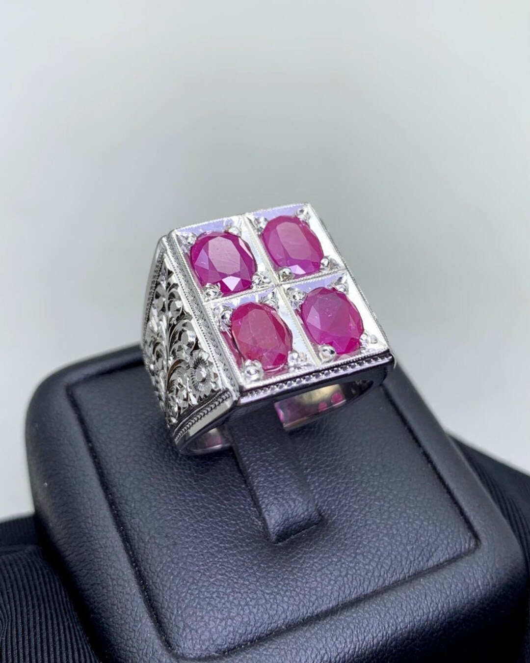 Mens Natural Multi Stone Red Ruby Ring Sterling Silver 925 Ring July ...