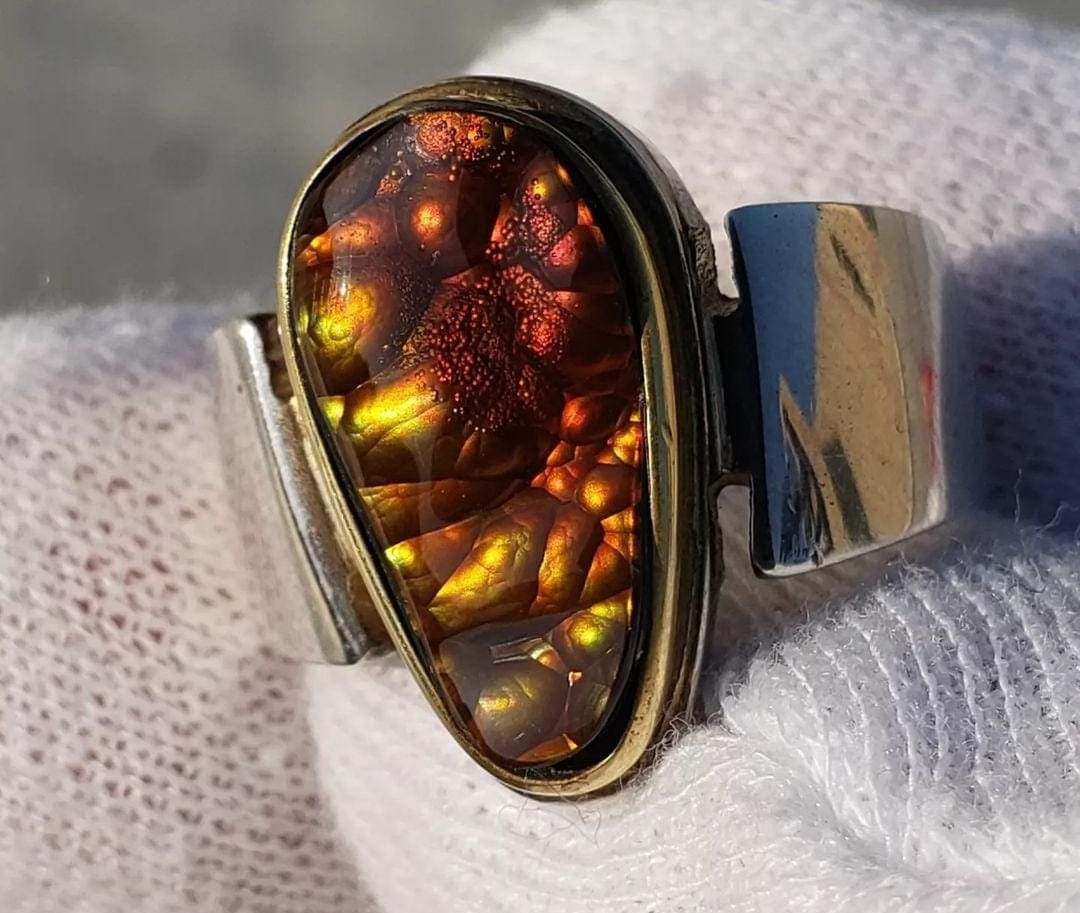Natural Mexican Fire Agate Mens Art Deco Ring Silver 925 Handcrafted ...