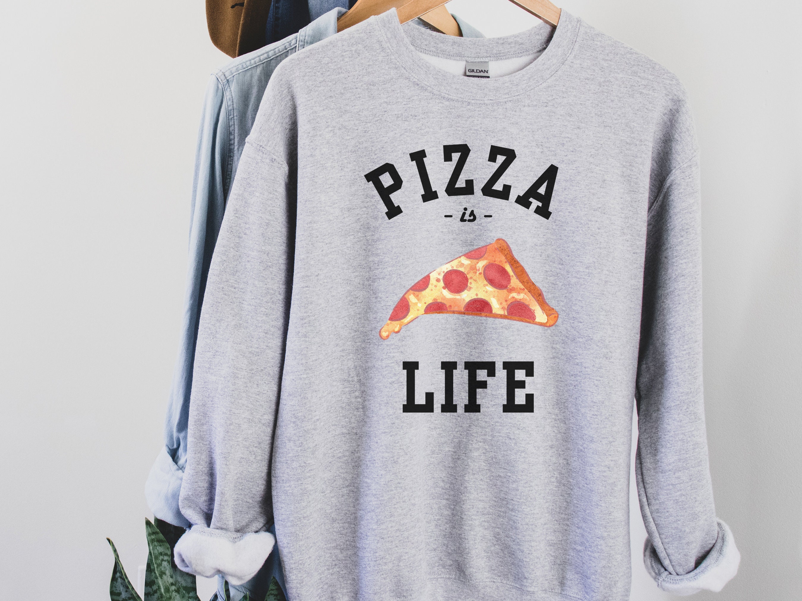 Pizza is Life Sweatshirt for Pepperoni Lover Gift, Friday Night Foodie ...