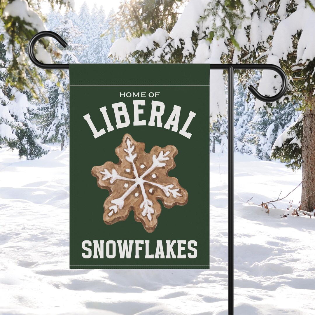 Christmas Liberal Snowflake Garden Flag: Winter Holiday Protest Yard ...