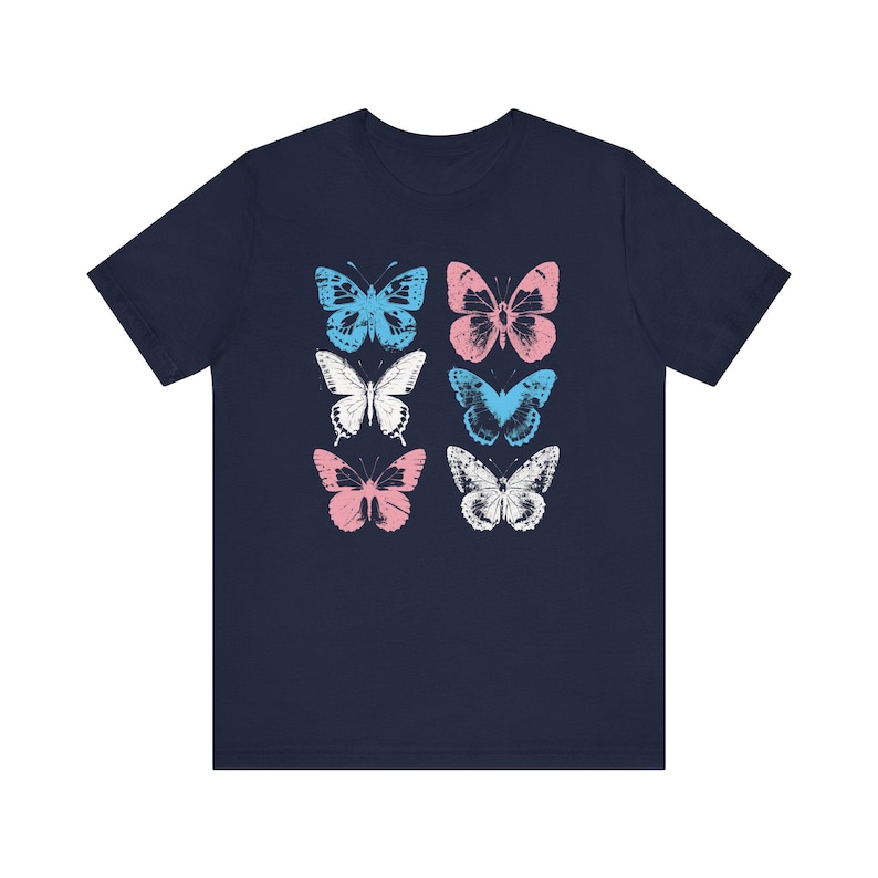 Trans Butterfly T Shirt - LGBTQ Stamp Block Print Butterfly Shirt ...