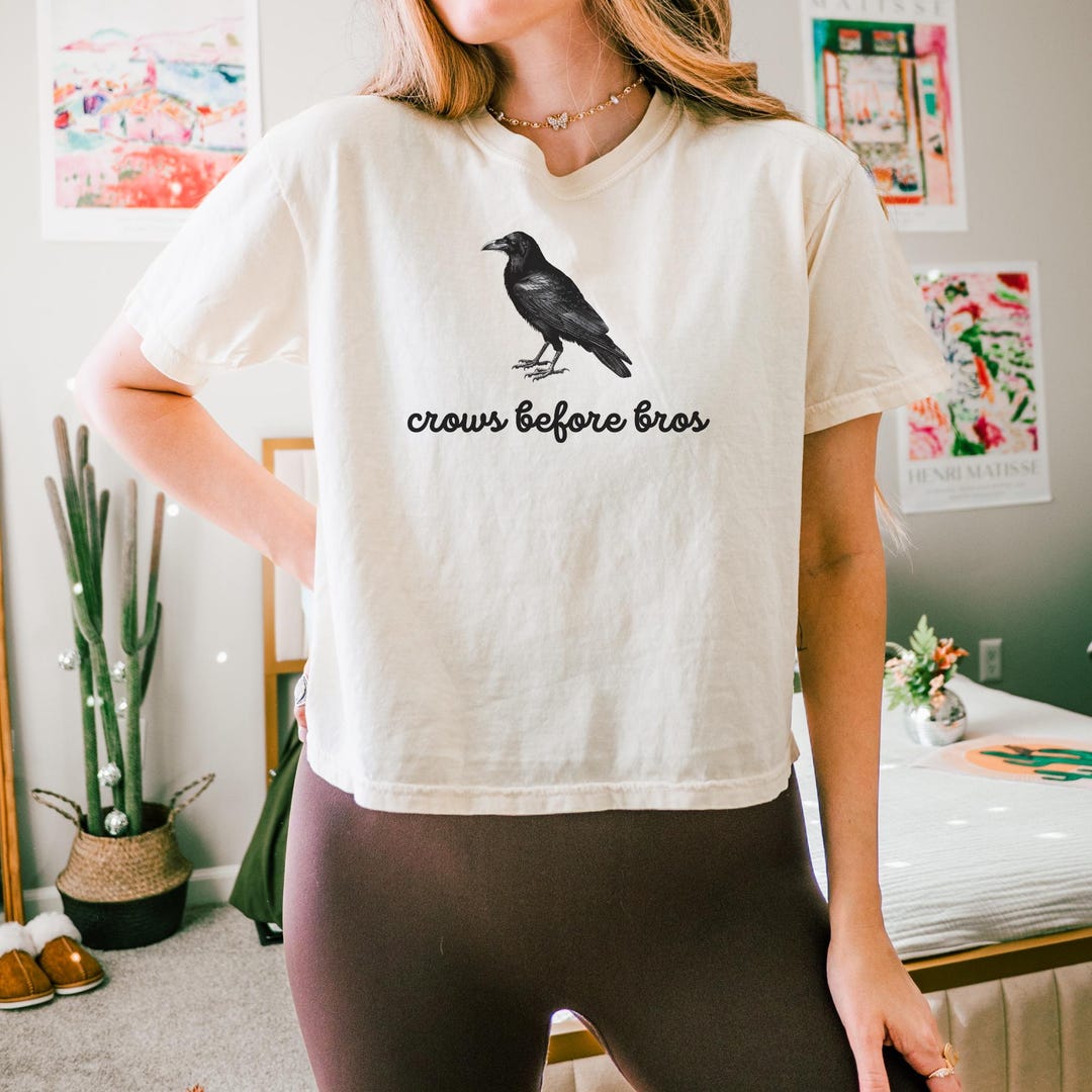 Crows Before Bros Crop Top Raven Boxy Tee, Corvid Gift for Her, Bird ...