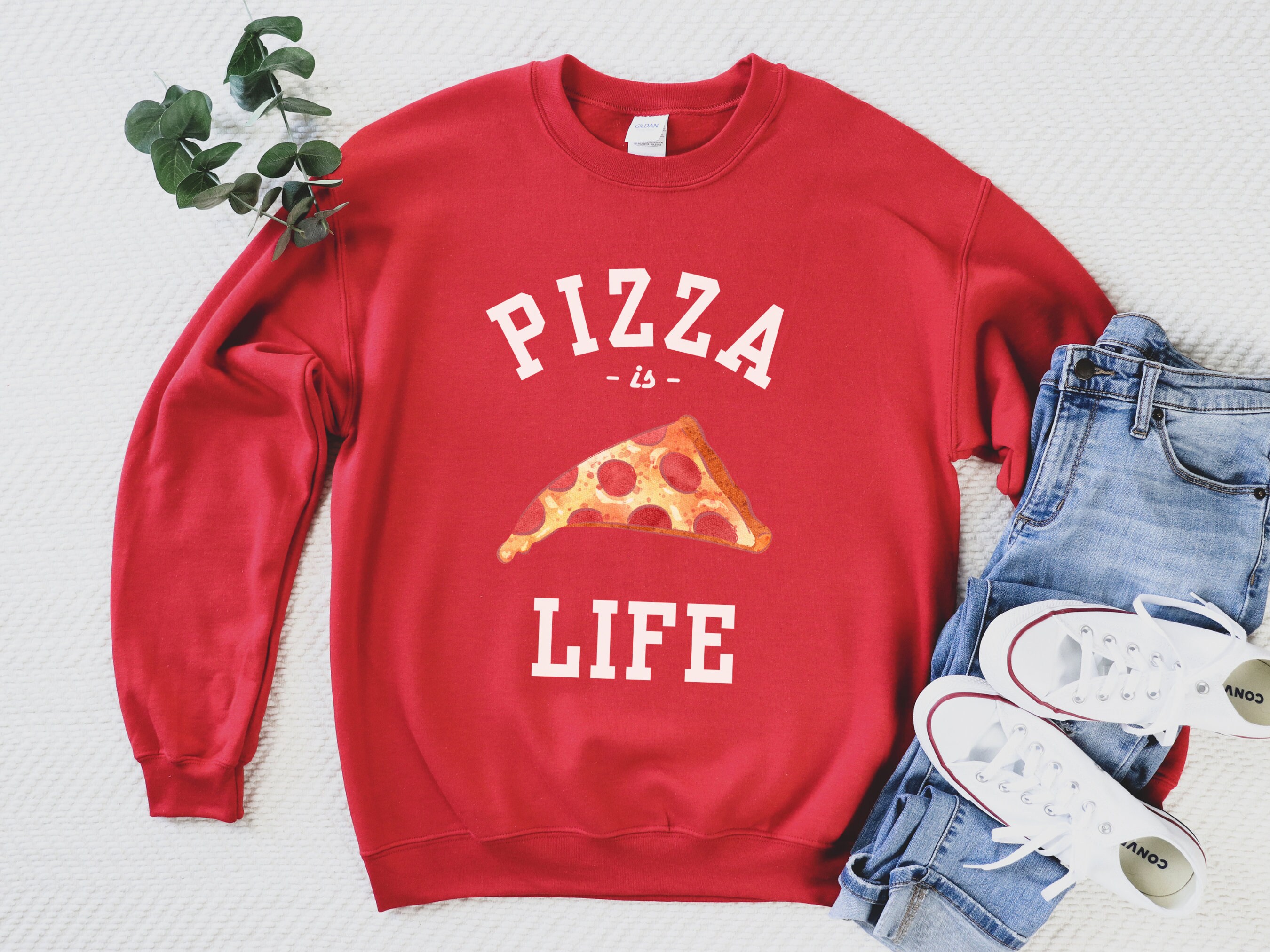Pizza is Life Sweatshirt for Pepperoni Lover Gift, Friday Night Foodie ...