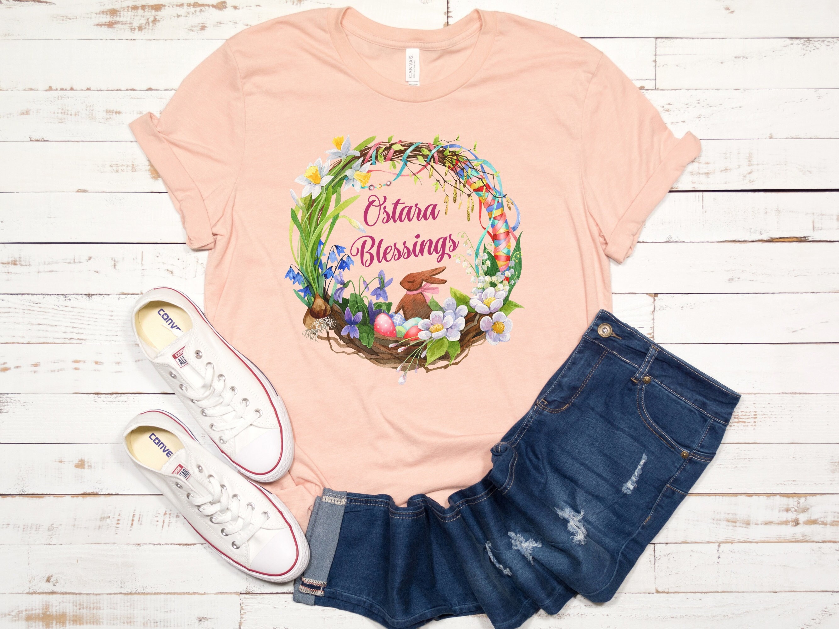 Ostara Shirt for Spring Equinox Ritual, Cottagecore Floral Wreath ...