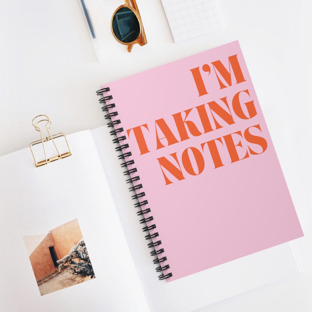 Note Taking Spiral Notebook - Cute Blank Ruled Line Notepad, I'm Taking ...