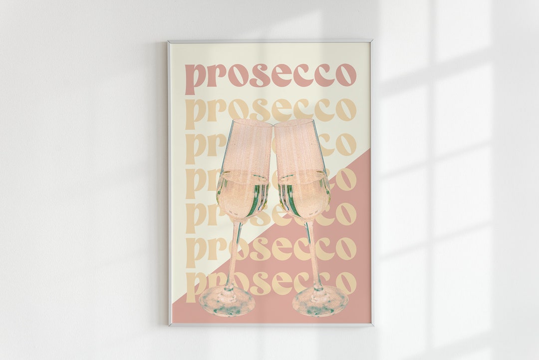 Prosecco Art Print Retro Prosecco Poster Champagne Wall Art - Etsy