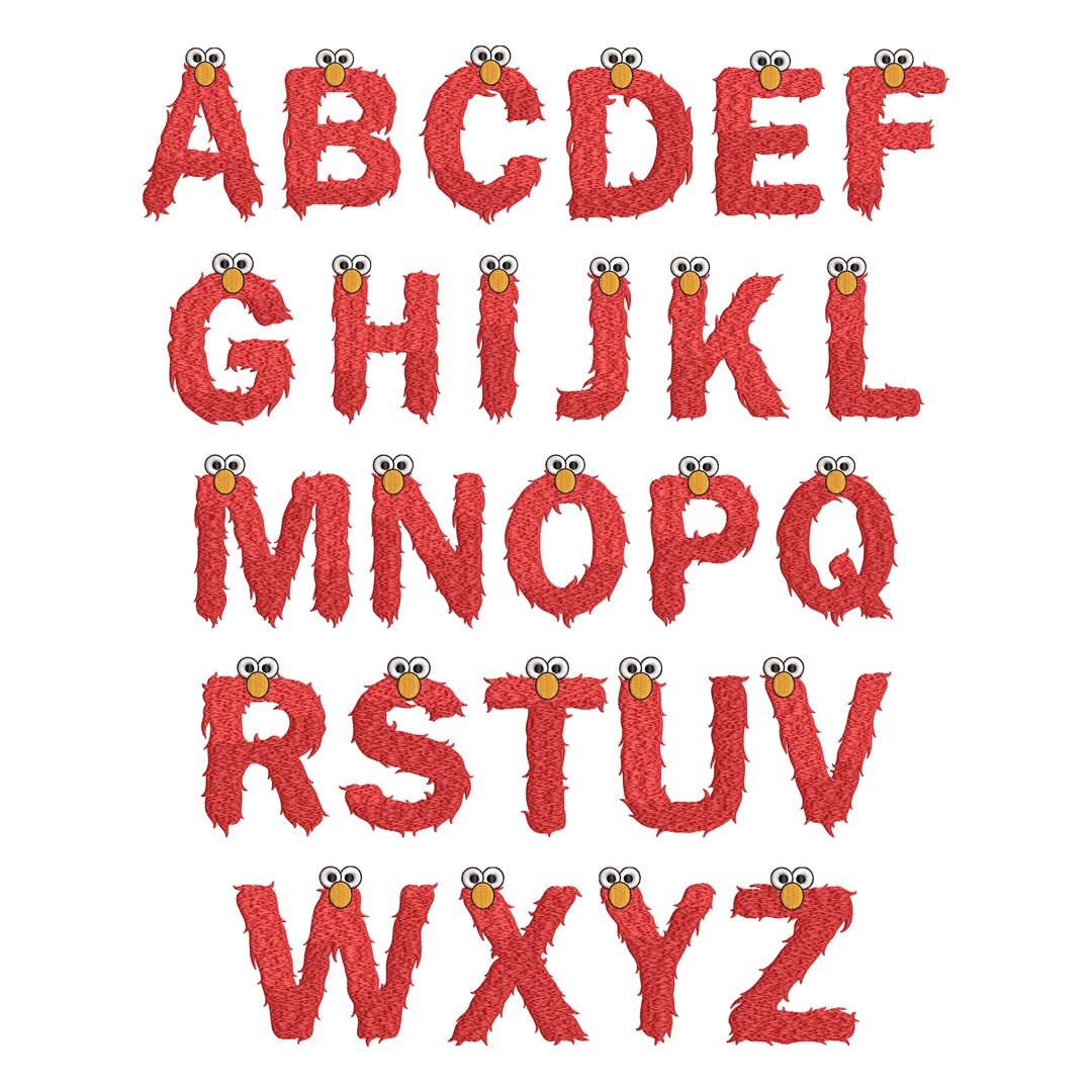 Red Puppet Font Embroidery Monster Embroidery Design Font Cute Cartoon ...