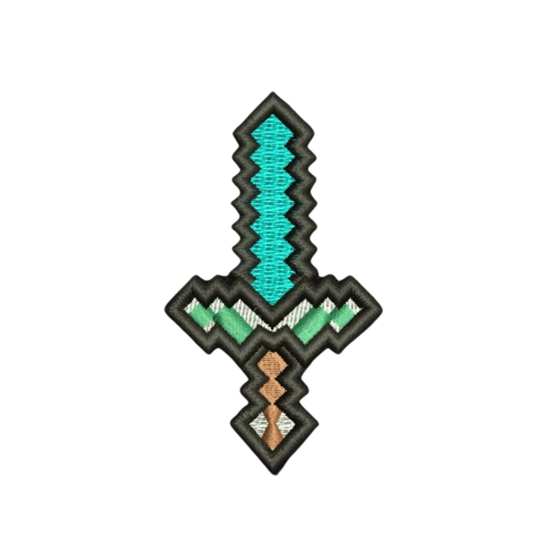 Mine Craft Sword Embroidery Design, Gaming Embroidery DST PES, Kids Hat ...