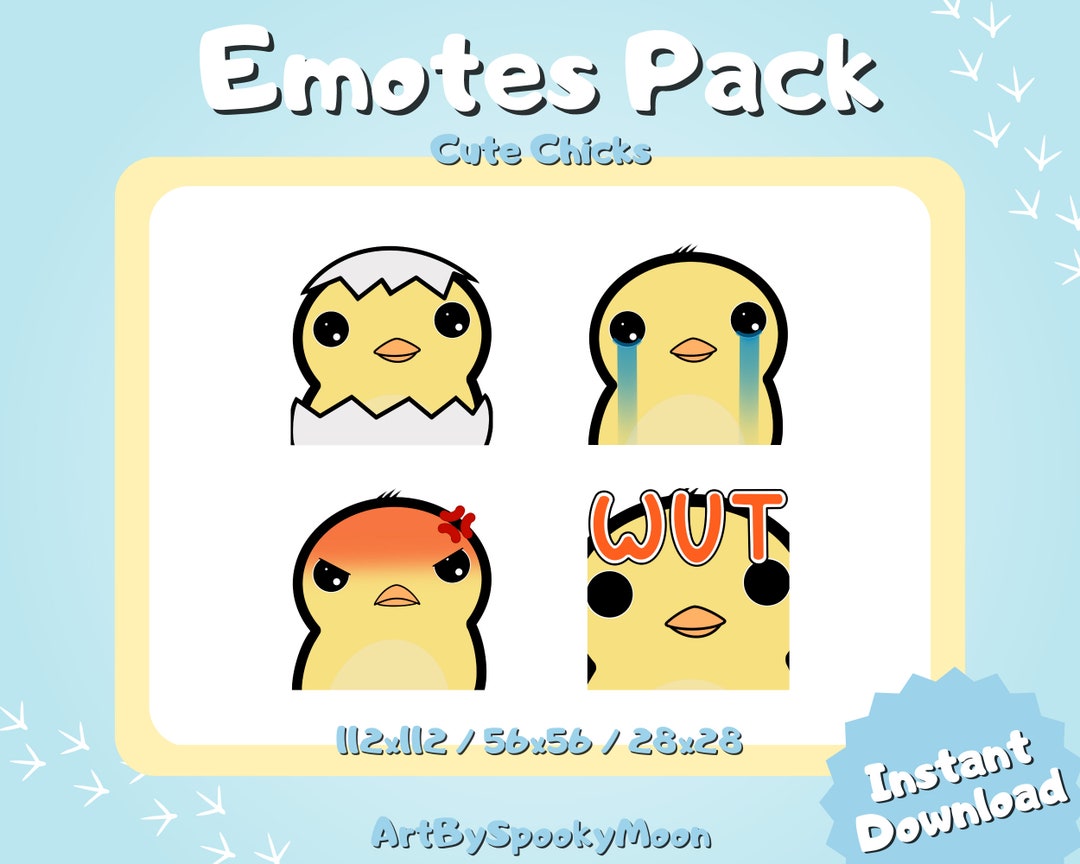 EMOTES PACK - Cute Chicks | Twitch | Youtube | Emote | Yellow | Kawaii ...