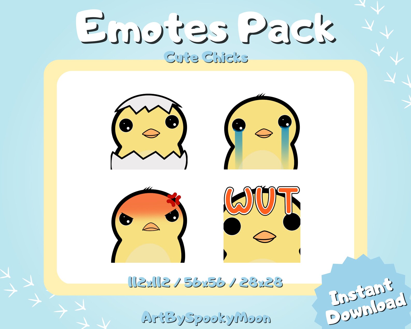 EMOTES PACK Cute Chicks Twitch Youtube Emote Yellow Kawaii Chicken ...