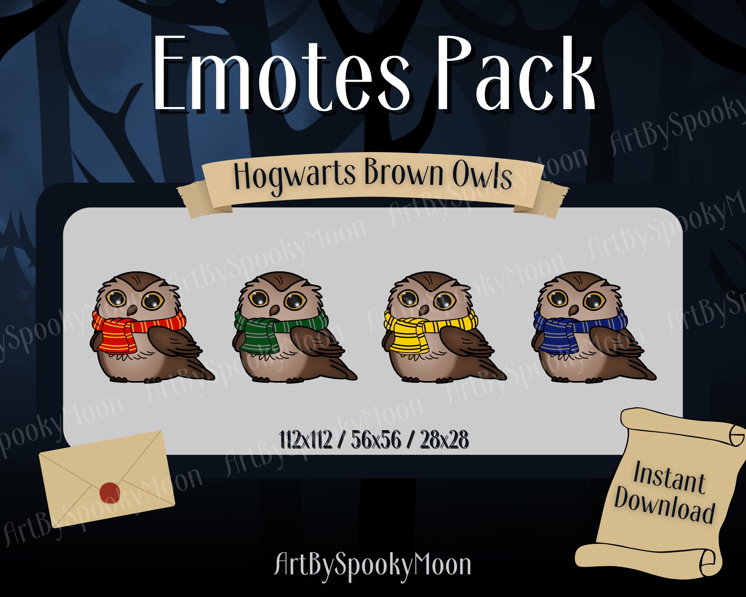 EMOTES PACK Hogwarts Brown Owls Twitch Discord Overlays Emote HP Witch ...