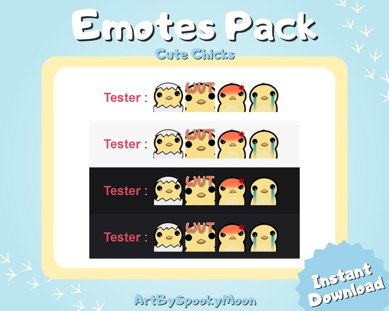 EMOTES PACK - Cute Chicks | Twitch | Youtube | Emote | Yellow | Kawaii ...
