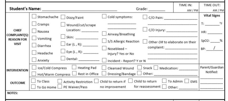 School Nurse / Health Office Log Sheets PDF Download Documentation ...