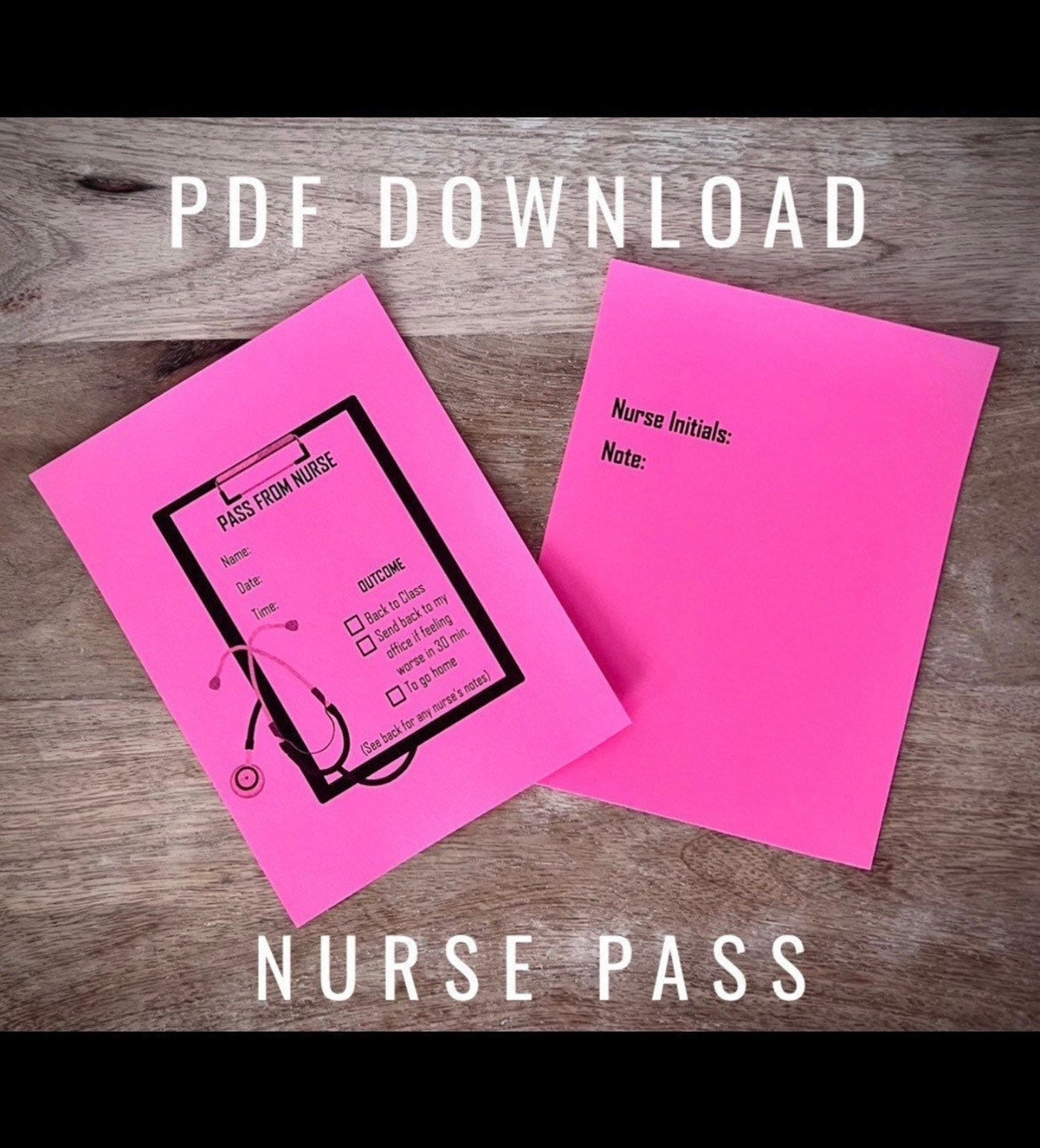 School Nurse / Health Office Pass | PDF Download | Pass FROM Nurse ...