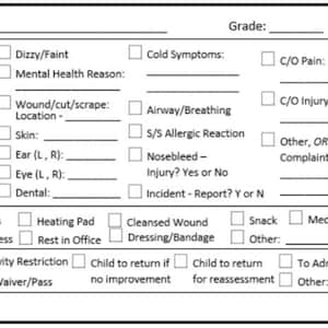 School Nurse / Health Office Visit Log Sheets — PDF Download ...