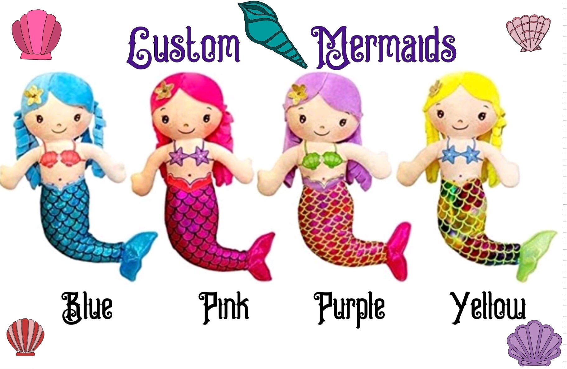 Personalized Mermaid Plush Doll Mermaid Plush, Personalized Custom ...
